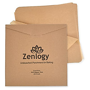Zenlogy 12x12 Parchment Paper Squares (200 Sheets), Unbleached, High Heat, Non-stick, Pre-cut Baking Paper for Dehydrator, Ninja Foodi Flip Air Fryer, Toaster Oven, and so much more.