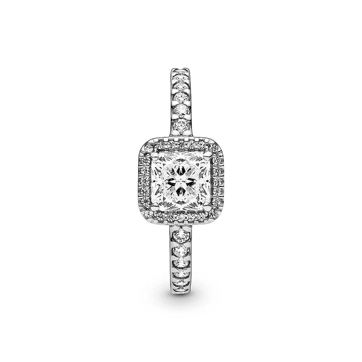 PANDORA Square Sparkle Halo Ring - Stunning Sophisticated Ring - Sterling Silver Ring for Women - Layering or Stackable Ring - Sterling Silver with Clear Cubic Zirconia - Size 6