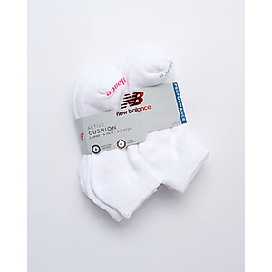 New Balance Womens Athletic Socks - Cushioned Quarter Cut Ankle Socks (6 Pack), Size 4-10, Solid White