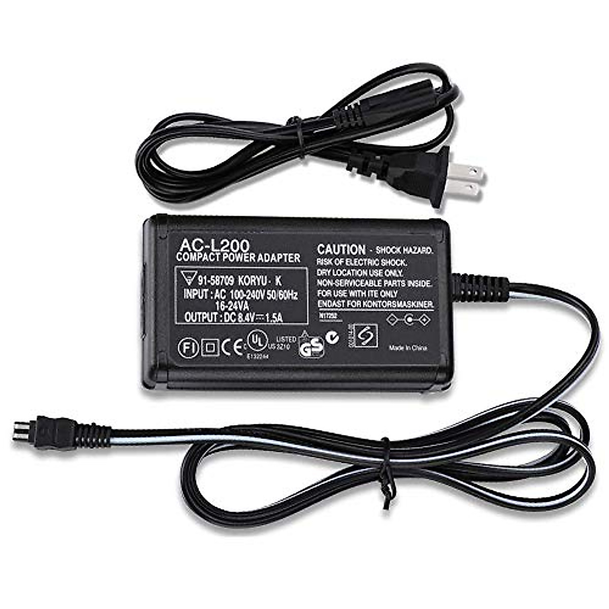 AC-L200 AC Power Adapter Charger for Sony Handycam DCR-SX40, DCR-SX41,DCR-SX44,DCR- SX45,DCR-SX60,DCR-SX63,DCR-SX65,SX83,SX85,DCR-SR42,DCR-SR45,DCR-SR46,DCR-SR47,DCR-SR68