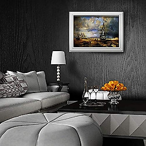 17.7"x78.7" Black Wood Grain Contact Paper Self-Adhesive Peel Stick Countertop Shelf Liner Removable Drawer Sticker Vinyl Film for Home Office Furniture