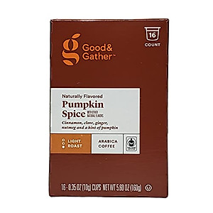 Good & Gather Pumpkin Spice Coffee Pods - Pack of 2 Boxes 16 Per Box 32 Total 100% Arabica Limited Edition Naturally Flavored, 8 Count (Pack 2)