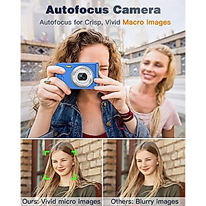 Digital Camera, Zostuic Autofocus 48MP Kids Camera with 32 GB Card Vlogging Camera with 16X Zoom, Compact Portable Mini Cameras for 4-15 Year Old Kids Children Teens Girls Boys(Navy Blue)