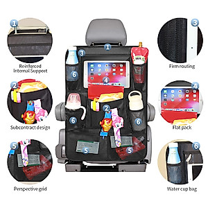 Car Seat Back Organizer for Kids Car Organizer Kick Mats with 10" Touch Screen Tablet Holder 11 Storage Pockets Car Back Seat Protectors Backseat Child Kick Guard Seat Saver (21” x 17”inch)