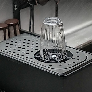 Pitcher Rinser Stainless Steel From Opening Kitchen Sink Automatic Glass Cup Washer for Hotel Bar Coffee Milk Tea Cup Black Your Hands (Large)