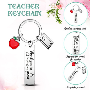 12 Pcs Teacher Appreciation Gifts Set Insulated Teacher Coffee Tumbler Wine Coffee Mug Makeup Bag Cosmetic Bag Teacher Keychains Thank You Teacher Gifts for Women Teachers (Rectangle Keychain)
