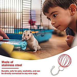 2PCS Rabbit Hay Feeder Ball, Bunny Grass Sphere Play Chew Toy, 2-in-1 Hay Manger Dispenser for Chinchillas, Guinea Pigs, Hamsters, Small Animals Blue, Red