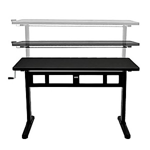 ErgoMax Adjustable Crank Desk w/Tabletop, 45 Inch Max Height, Black