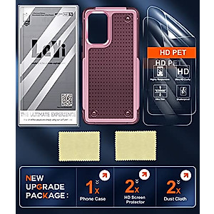 LeYi for Samsung A52 Case, A52 Samsung Phone Case with 2 Pack Screen Protectors, Dual Layer Protective Hard PC Back & Soft Bumper Resilient Shock Absorb Phone Case for Galaxy A52 5G, Red Pink