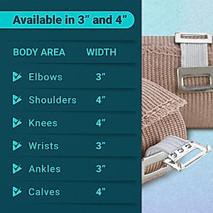 Elastic Compression Bandage Wrap - Premium Quality (Set of 4) w/ Hooks, Athletic Sport Support Tape Rolls for Ankle, Wrist, Arm, Leg Sprains First Aid Bandages Measure (2)- 4" x 5 Ft (2)- 3" x 5 Ft