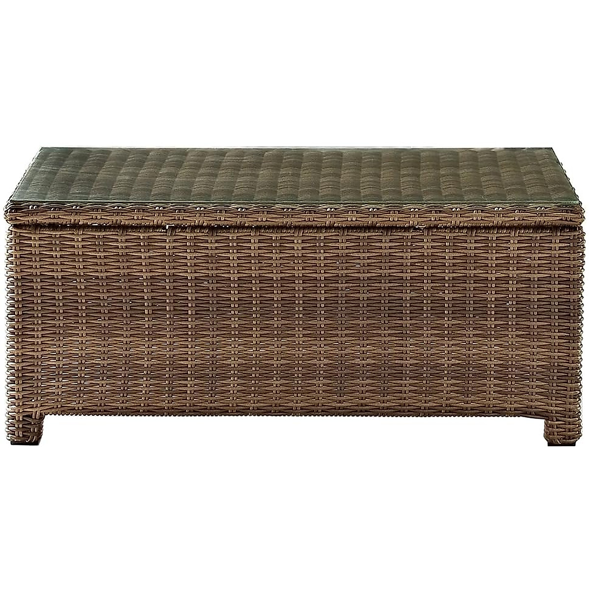 Crosley Furniture Bradenton 4-Piece Outdoor Loveseat Patio Furniture Set, Wicker Conversation Sets for Porch, Brown with Sand Cushions