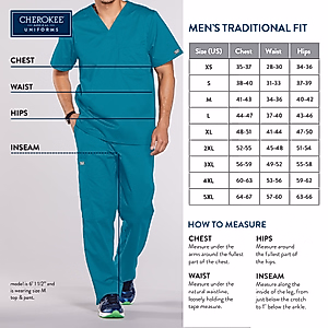 Cherokee Men Scrubs Pant Workwear Professionals Tapered Leg Fly Front Cargo WW190, M, Black