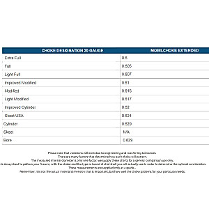 Beretta Choke Tube MobilChoke Victory 25mm Extended 20 Gauge Improved Cylinder