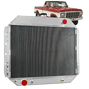 ReadyCool 4 Row Core Aluminum Radiator for 1966-1979 Ford F100 F150 F250 F350 Bronco Trucks Pickup V8 Chevy Engine, 66 67 68 69 70 71 72 73 74 75 76 77 78 79 Downflow Radiators