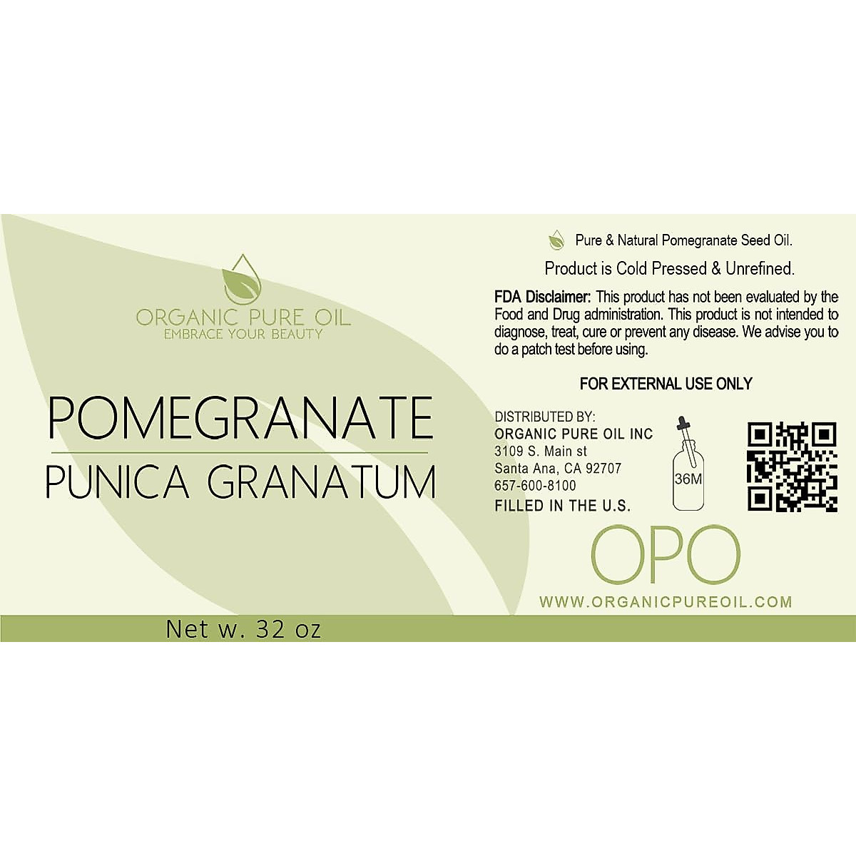 Pomegranate Seed Oil - 8 oz - Pure, Unrefined, Non GMO, Cold Pressed, Sweet Carrier Oil for Hair, Skin Nails Body Face DIY Soaps & More - Hydrate Nourish Replenish Moisturize - Packaging May Vary