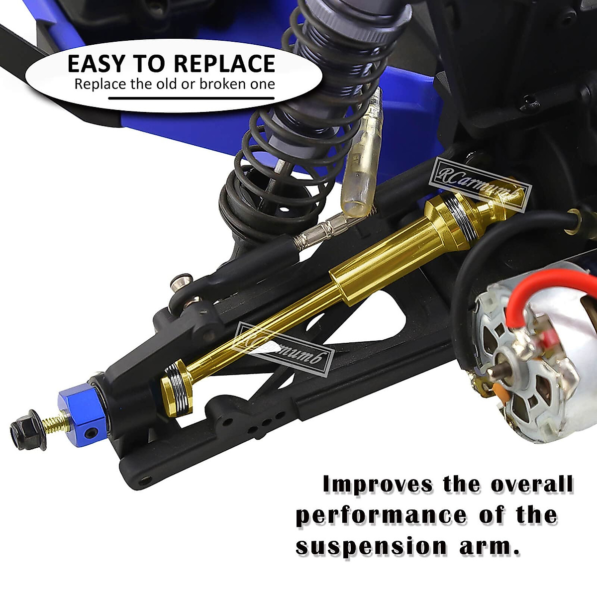 Rcarmumb CVD Upgrades Part for 1/10 Rustler VXL 4X4,Stampede VXL 4X4,Slash VXL 4X4 Platinum Ultimate,Hoss VXL 4X4 4WD RC, Alloy Front Rear Stainless Steel #45 Axle with Red Hex,Gold