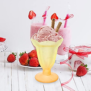 Luxshiny Ice Cream Cup Frosted Glass Dessert Bowl Juice Beverage Container Wine Cocktail Glasses Smoothie Cup for Summer Hawaiian Luau Party Favors
