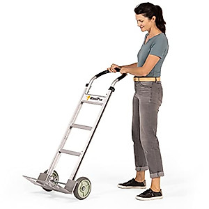 HaulPro Heavy Duty Aluminum Hand Truck - 8" Wheels with Horizontal Loop Handle and 500 lbs Load Capacity | 50.25" High, 17.5" Wide and 17.75" x 9" Diecast Nose Plate