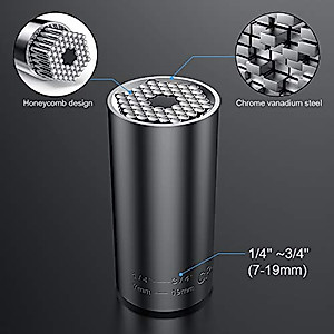 Universal Socket Tools Gifts for Men - Socket Set with Power Drill Adapter, Unique Gadgets Super Socket Set, Handy DIY Tools Stocking Stuffers Gifts for Men/Dad/Husband/Women(7-19mm)