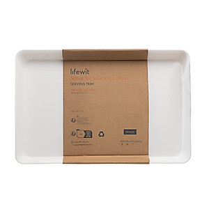 Lifewit Serving Tray Plastic for Party, 15" x 10" Platters for Serving Food, White Food Tray for Snacks, Food, Cookies, Set of 3, BPA Free