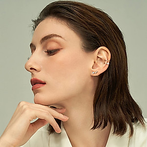 AINUOSHI Ear Cuff Earrings for Women Moissanite Earrings Non-Piercing Clip On Cartilage, 925 Sterling Silver with 14K Yellow Gold Plated, Hypoallergenic, Jewelry Box Packed