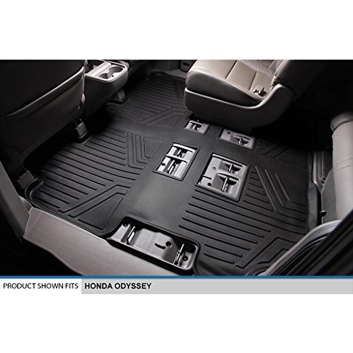 MAX LINER Custom Fit Floor Mats 3 Row Liner Set Black A0103/B0103 for 2011-2017 Honda Odyssey