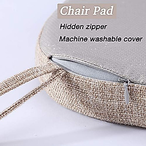 KGPLOME Chair Cushion with Ties for Dining Chairs - Memory Foam Non Slip Kitchen Chair Pad and Dining Seat Cushion with Machine Washable Cover [16.5 x 16.2 Inches] - Dark Beige