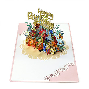 CUTPOPUP Birthday Card Pop Up, Mother's Day, 3D Greeting, Thank You Card (Flowers Birthday)