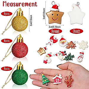 36 Pieces Christmas Mini Glitter Glass Resin Ornaments Set Small Resin Xmas Hanging Ornaments Miniature Balls Tree Ornaments for Christmas Tree Ornaments Decoration (Gold, Red, Green)