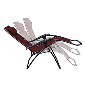 Caravan Sports Zero Gravity Outdoor Portable Folding Camping Lawn Deck Patio Pool Recliner Lounge Chair for Adults, Adjustable Headrest, Burgundy