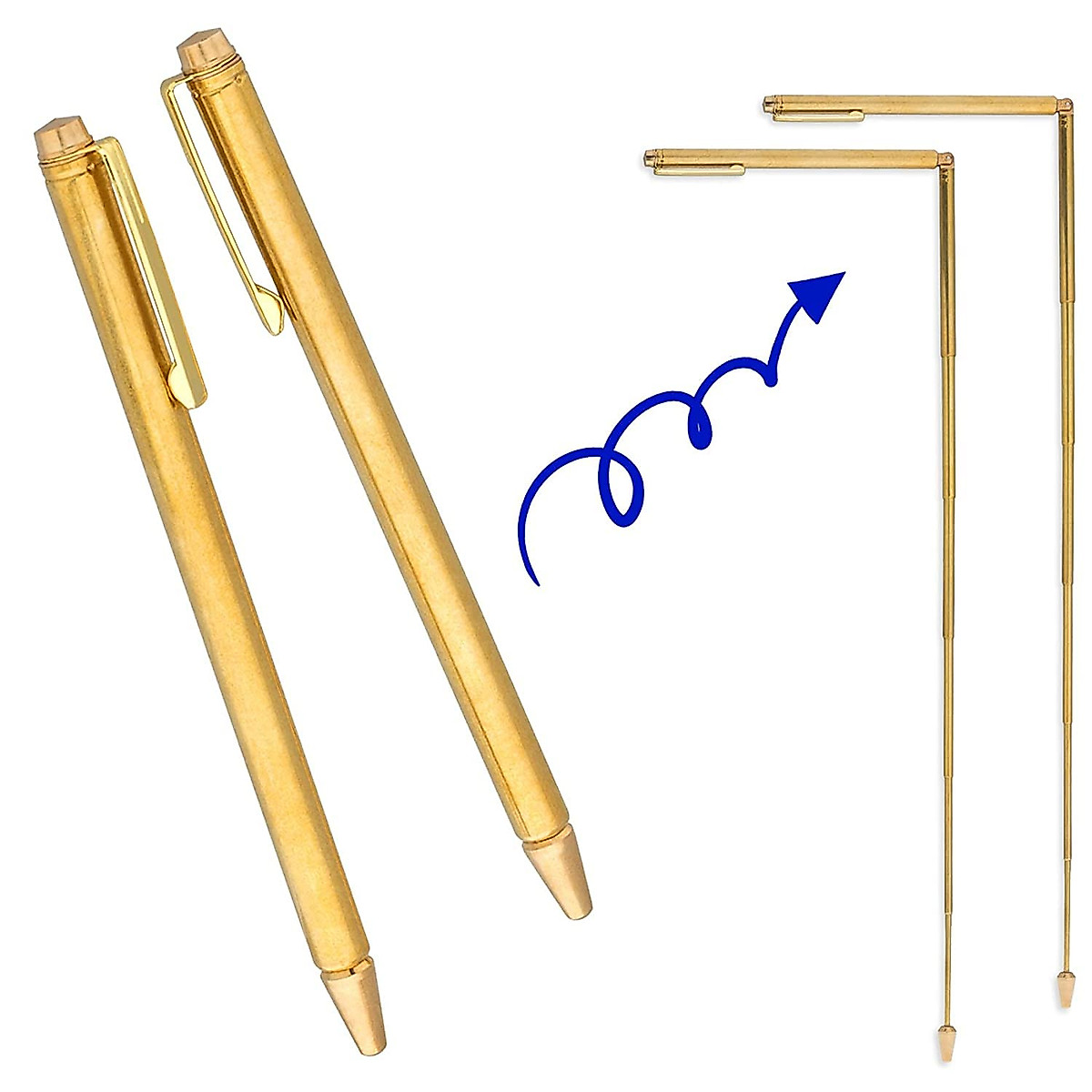 Best Combination Dowsing Rods Copper- 2PCS. 99.9% Pure Copper - Water Divining, Energy Healing, Paranormal, Gold, Yes No Questions. 15cm*56cm*0.9cm Non-Toxic 。 Gift feng Shui Compass
