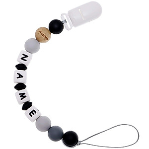 Personalized Multicolor Stroller Clip with Name (Black)