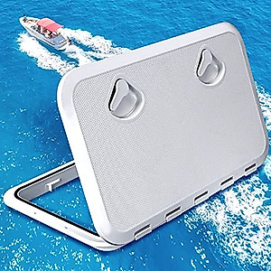 smartmarine 24"x14" Marine Boat Deck Hatch,Boat Access Hatch & Lid, Black/White (White)