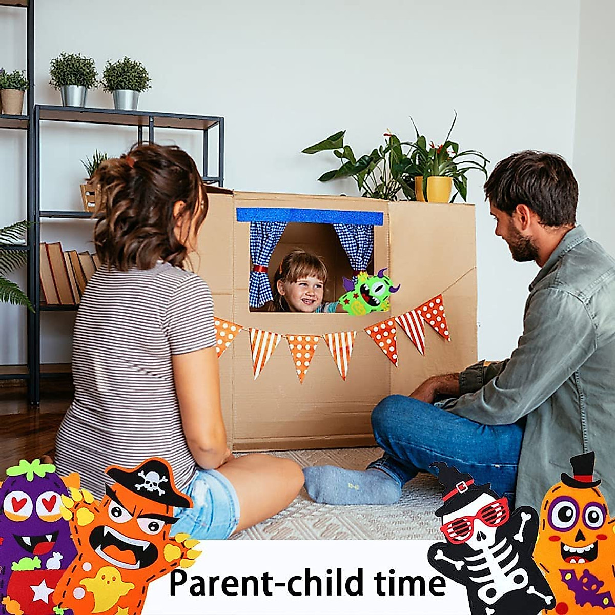 Yaveron 6PCS Halloween DIY Hand Puppets Sewing Craft Kit for Kids Felt Sewing Art Toys, Story Telling, Introduction to Sewing, Manual Activity