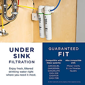 GE FQK2J Under Sink Water Filter Replacement | Dual Flow | NSF Certified: Reduces Sediment, Rust & Other Impurities from Water | Replace Every 6 Months for Best Results | 2 Water Filters