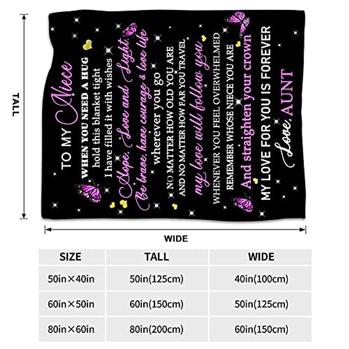 COTIMO Niece Gifts from Auntie Throw Blanket Niece Gifts Blankets from Aunt Best Niece Gifts for Birthday Christmas Thanksgiving 50 "x60