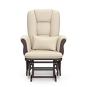 Storkcraft Tuscany Custom Glider and Ottoman with Free Lumbar Pillow, Espresso/Beige