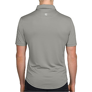 Men’s Polo Golf Shirt with Round Hem - Dry Fit 4-Way Stretch Fabric, Moisture Wicking, Anti-Odor & UPF50+. Side Split Hems Charcoal