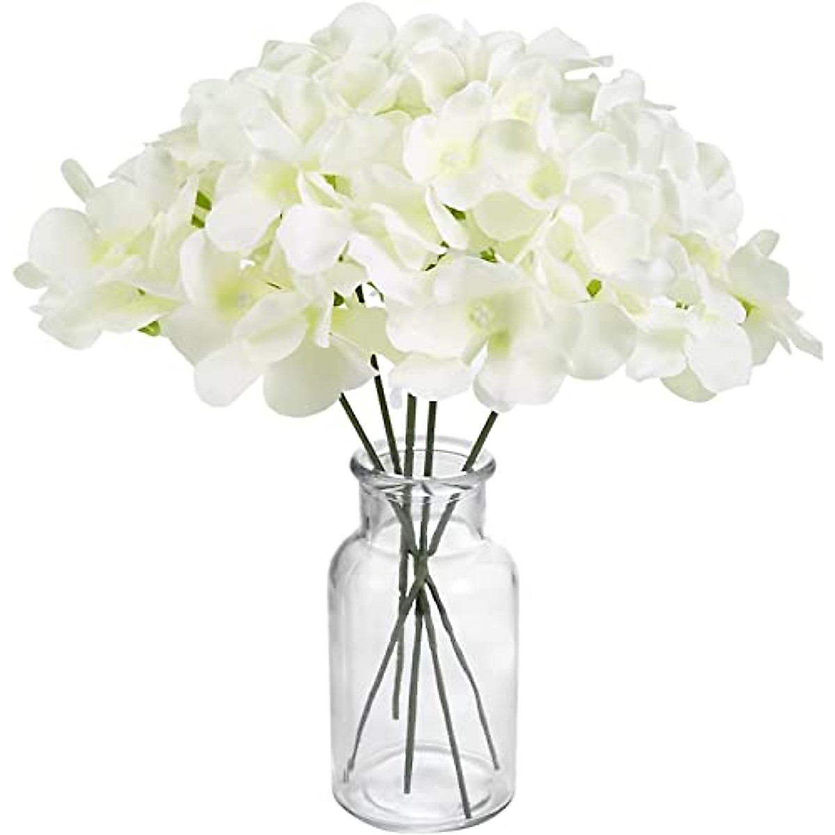 Auihiay 64 PCS Artificial Hydrangea Flowers, Silk Hydrangea Flowers Heads with Stems, Full Artificial Flowers for Wedding Centerpieces, Baby Shower, Home Garden Party Decor (Ivory)