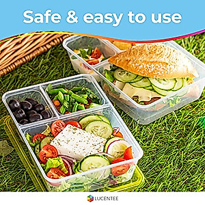 LUCENTEE 7-Pack Snack Containers - Bento Snack Box - Snack Containers - Lunch Containers Snack Container, 3 Compartment Food Container, Lunch Box, Bento Box, Meal Prep Container Microwave Safe
