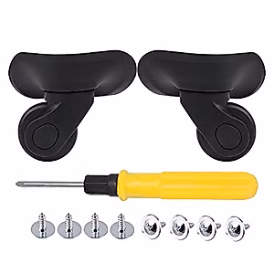 RDEXP Black Wheel Dia 1.92inches Left & Right Luggage Wheels with Screws Replacement Part Set of 2