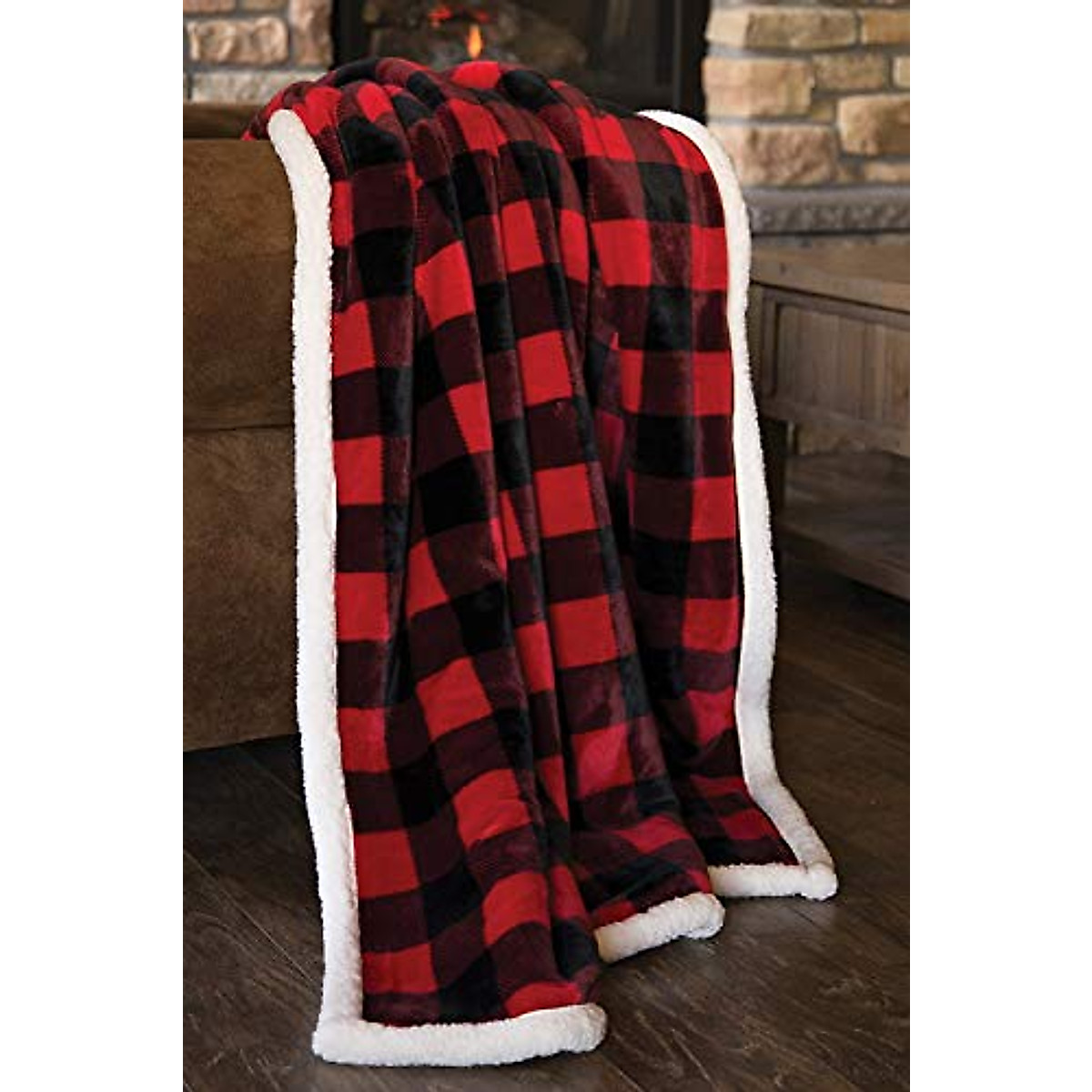 Carstens, Inc Lumberjack Red Plaid Plush Throw Blanket, 54" x 68"