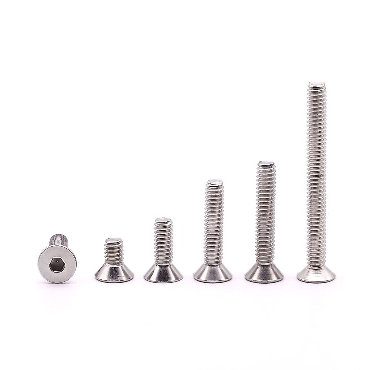 RoyceMart M4-0.7 x 30 mm (50 Pack) Stainless Steel Flat Head Socket Head Cap Screws, Hex Drive Flat Head Screws Machine Screws, Full Thread, Bright Finish