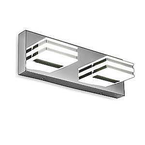 yumcrelect LED Vanity Light, 12W Light Mirror Front Vanity Lamp Modern Acrylic Stainless Steel Bath Wall Vanity Lighting Over Mirror Chrome 2-light Bathroom Bedroom Lighting Fixtures