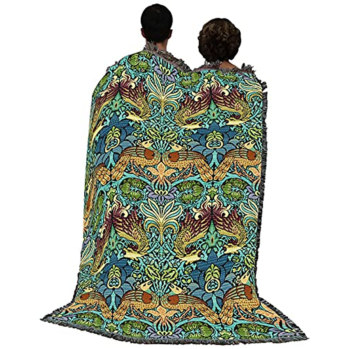Pure Country Weavers William Morris Dragon and Peacock Blanket - Arts & Crafts - Gift Tapestry Throw Woven from Cotton - Made in The USA (72x54)