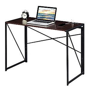 Convenience Concepts Xtra Folding Desk with Charging Station, Espresso/Black