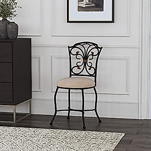 Hillsdale Furniture Sparta Vanity Stool, black with gold highlighted accents