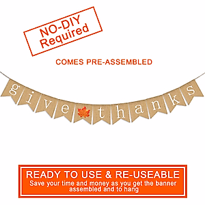 Give Thanks Burlap Banner | Thanksgiving Banner Decoration | Thanksgiving Banner Burlap | Thankful Give Thanks Party Home Decoration Supplies