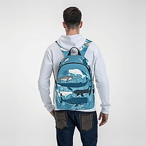 FeHuew 16 inch backpack Whales Laptop Backpack Full Print School Bookbag Shoulder Bag for Travel Daypack
