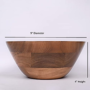 Samhita Acacia Wood Salad Bowl, Perfect for Salad, Vegetables Salad Bowl & Decorative Centerpiece Absolute Beautiful with Your Kitchen (9" x 9" x 4")